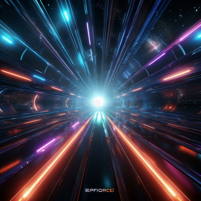 Interstellar Hyperjump 3D Rendering Showcases a Neon Lit Space Tunnel ...