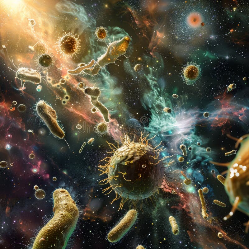 Interstellar Microbial Universe Stock Illustration - Illustration of ...