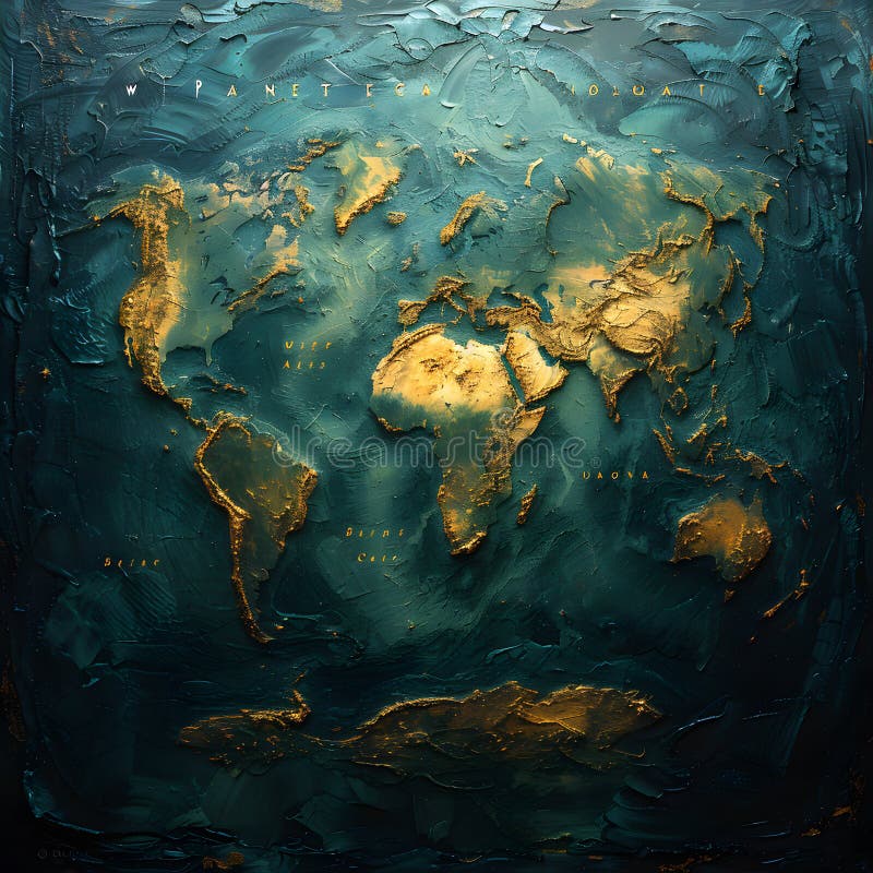 Interstellar Odyssey: Abstract Map of the Earth Stock Illustration ...