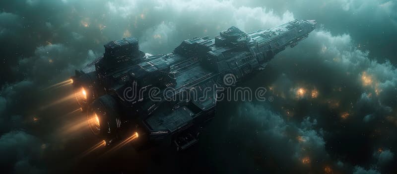 Interstellar Ship Background. Futuristic Landscape, Alien Sky View ...