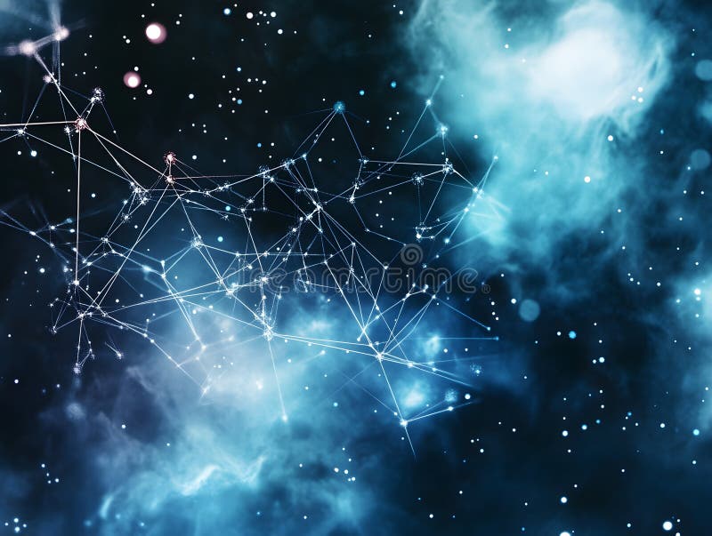 Interstellar Space Features Glowing Constellations Linked by Abstract ...