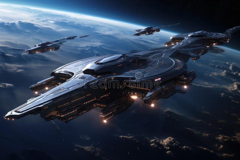 Interstellar Space Fleet. Generate Ai Stock Illustration - Illustration ...