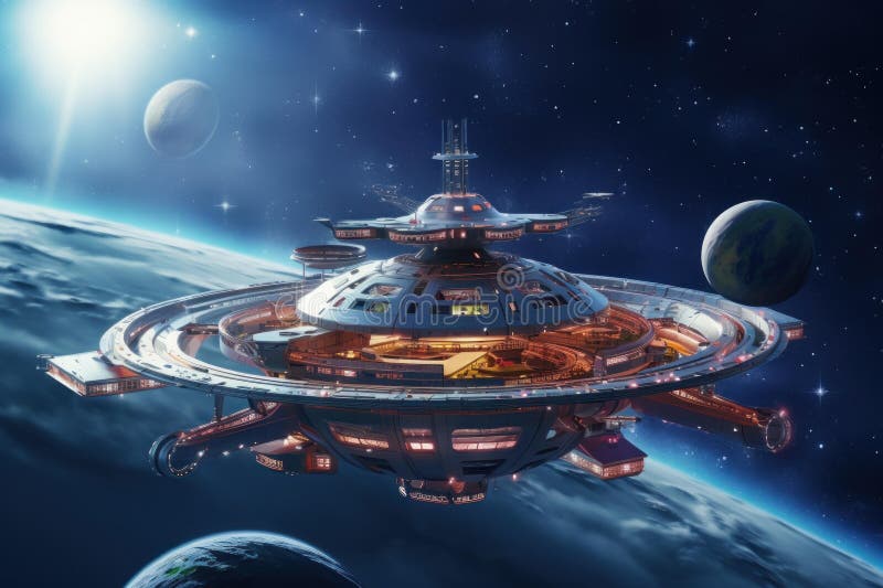 Interstellar Space Ship Cosmos. Generate Ai Stock Illustration ...