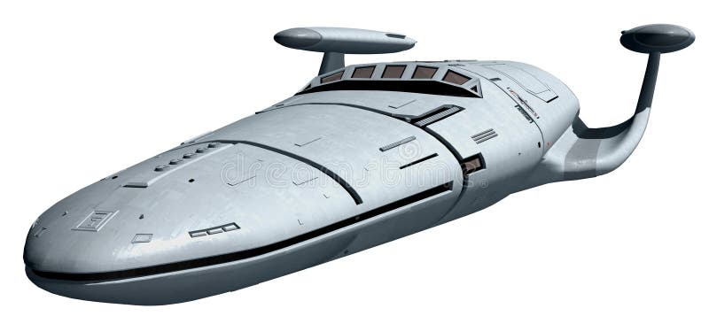 Interstellar Space Ship 3-d-Illustration White Background Stock ...