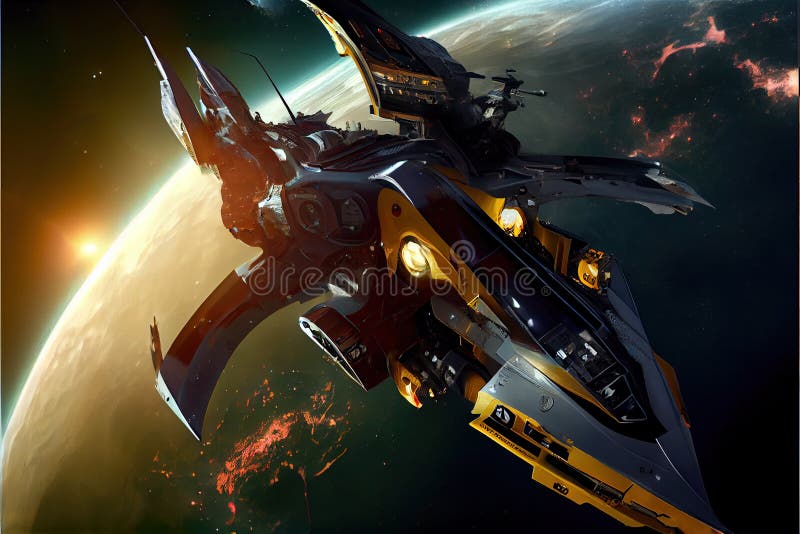 Interstellar Spacecraft in Outer Space. Generative AI Stock ...