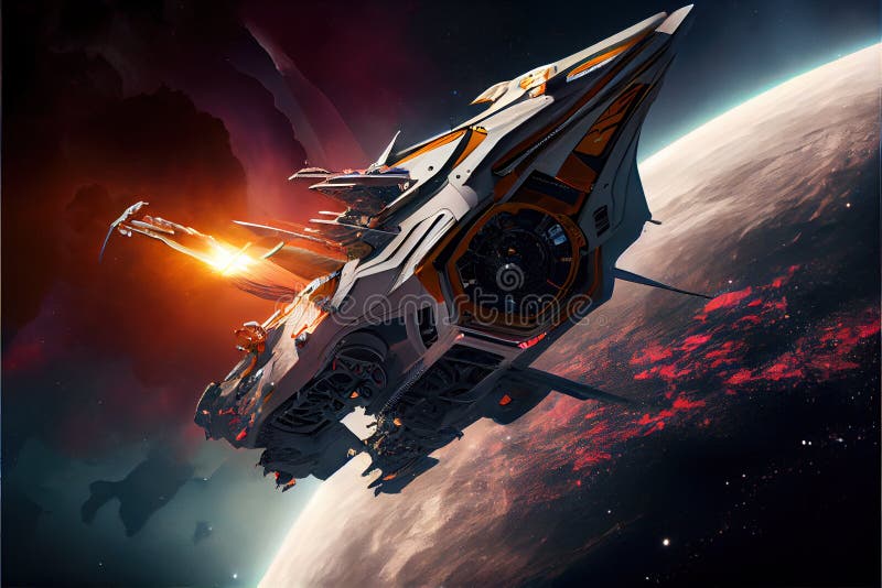 Interstellar Spacecraft in Outer Space. Generative AI Stock ...