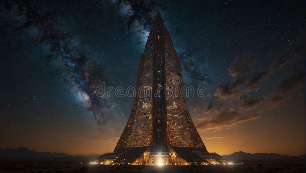 Interstellar Spaceship Ark of a Complex Design, Standing on the Ground ...