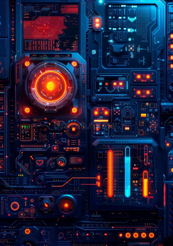 Interstellar Spaceship, Filled with Advanced Technology, Control Panels ...