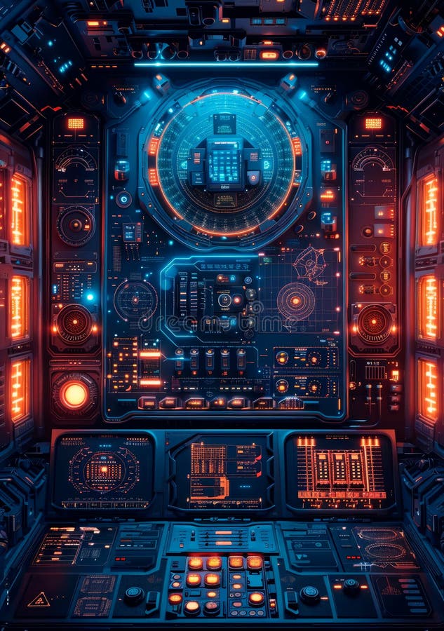 Interstellar Spaceship, Filled with Advanced Technology, Control Panels ...