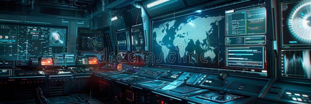 Interstellar Spaceship, Filled with Advanced Technology, Control Panels ...