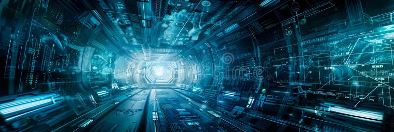 Interstellar Spaceship, Filled with Advanced Technology, Control Panels ...