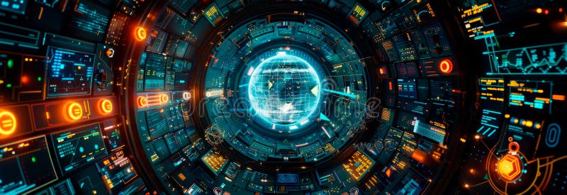 Interstellar Spaceship, Filled with Advanced Technology, Control Panels ...