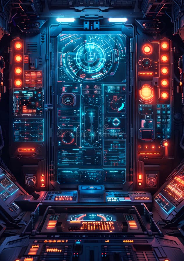 Interstellar Spaceship, Filled with Advanced Technology, Control Panels ...