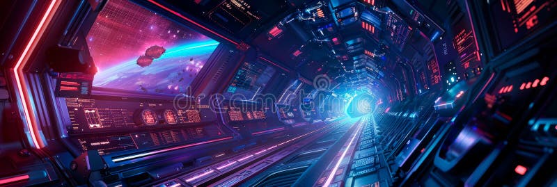 Interstellar Spaceship, Filled with Advanced Technology, Control Panels ...