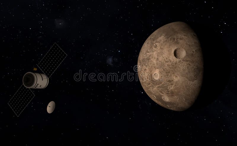 Interstellar Spaceship Flying To Unknown Planet in Outer Space. 3D ...