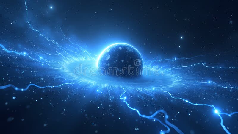 Interstellar View Bright Blue Energy Streams Flowing Around Celestial ...