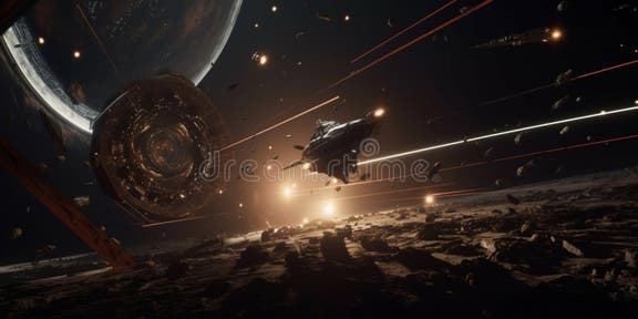 An Interstellar War Takes Place in an Alien Orbit Stock Illustration ...