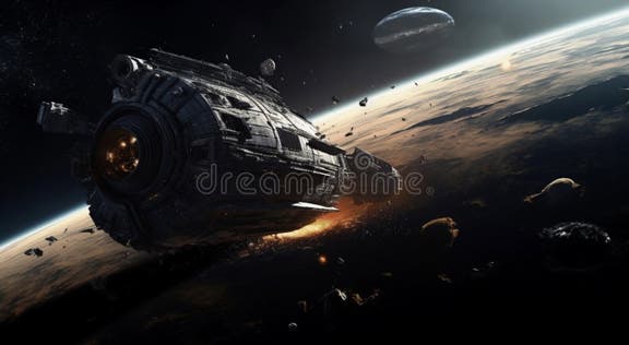 An Interstellar War Takes Place in an Alien Orbit Stock Illustration ...