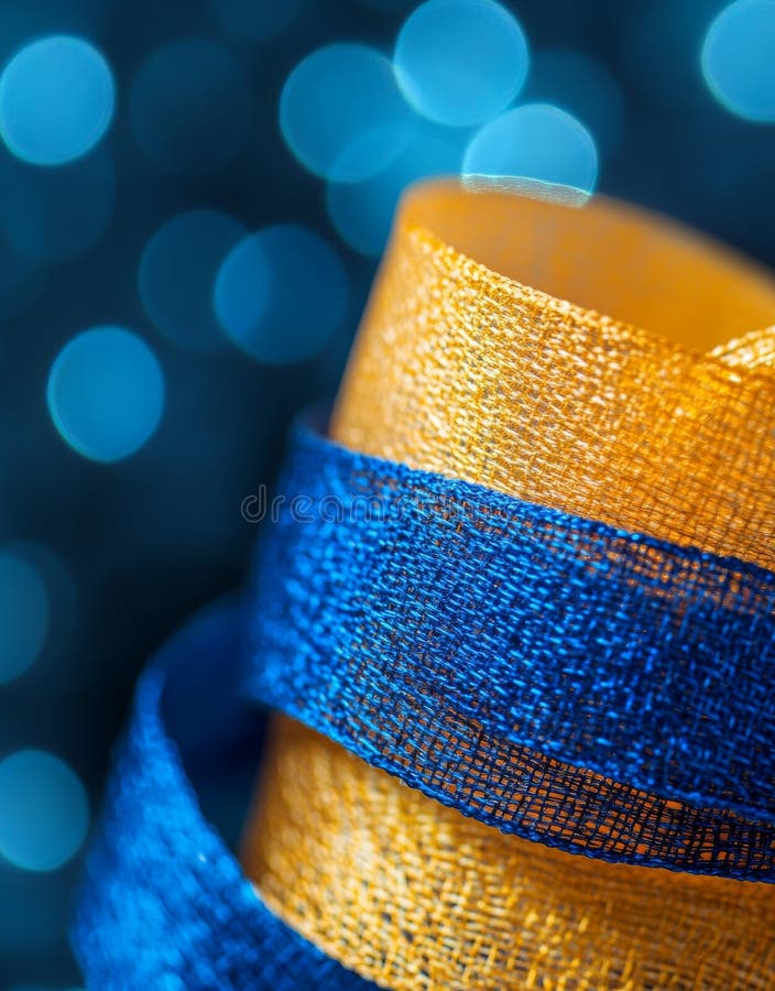 Intertwined Against a Dark Backdrop, Two Ribbons, One Blue and One ...