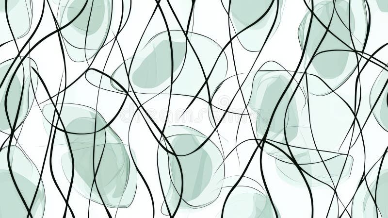 Intertwined Black Lines and Translucent Green Shapes Dance Across a ...