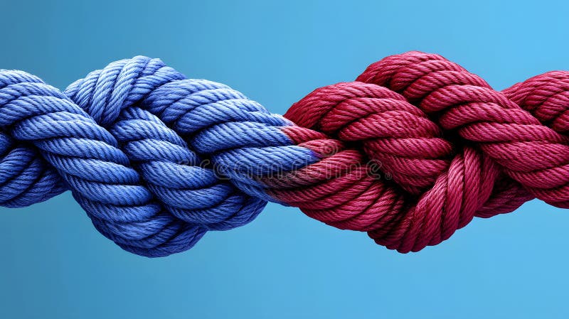 Intertwined Blue and Red Ropes in a Strong Knot, Ymbolizing Unity and ...