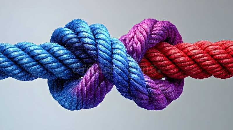 Intertwined Blue and Red Ropes in a Strong Knot,Symbolizing Unity and ...