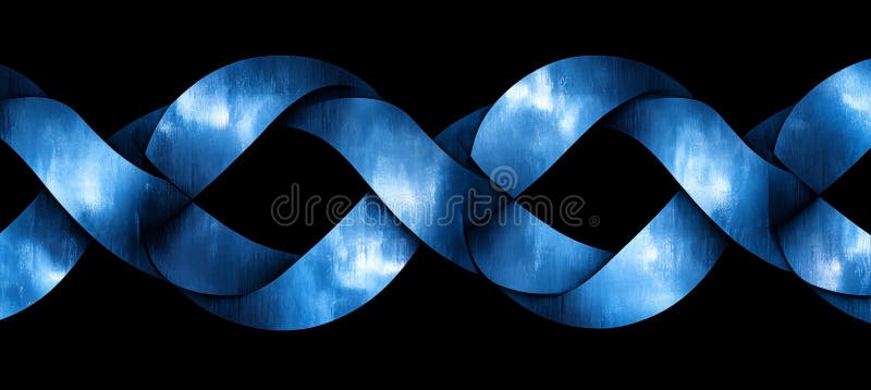 Intertwined Blue Ribbons with Glistening Effects on a Black Background ...