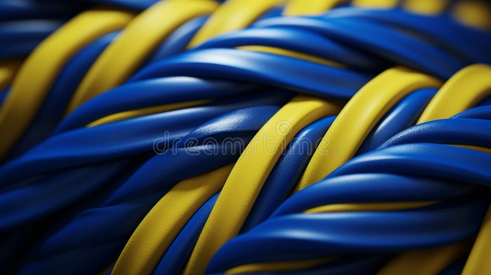 Intertwined Blue and Yellow Cables a 3D Render Showcasing Abstract ...