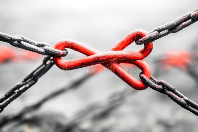 Red Link in a Chain stock illustration. Illustration of detail - 384372831