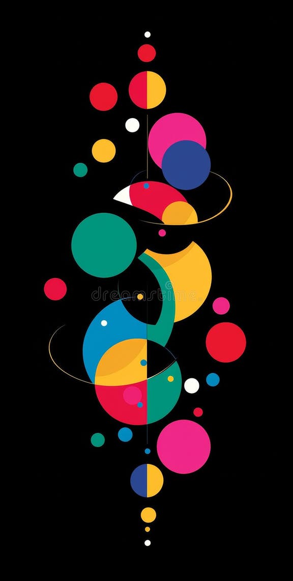 Intertwined Circles and Semicircles in Vibrant Colors Create a Dynamic ...