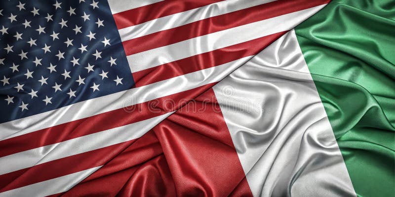 Intertwined Flags of the United States and Italy Representing Unity and ...