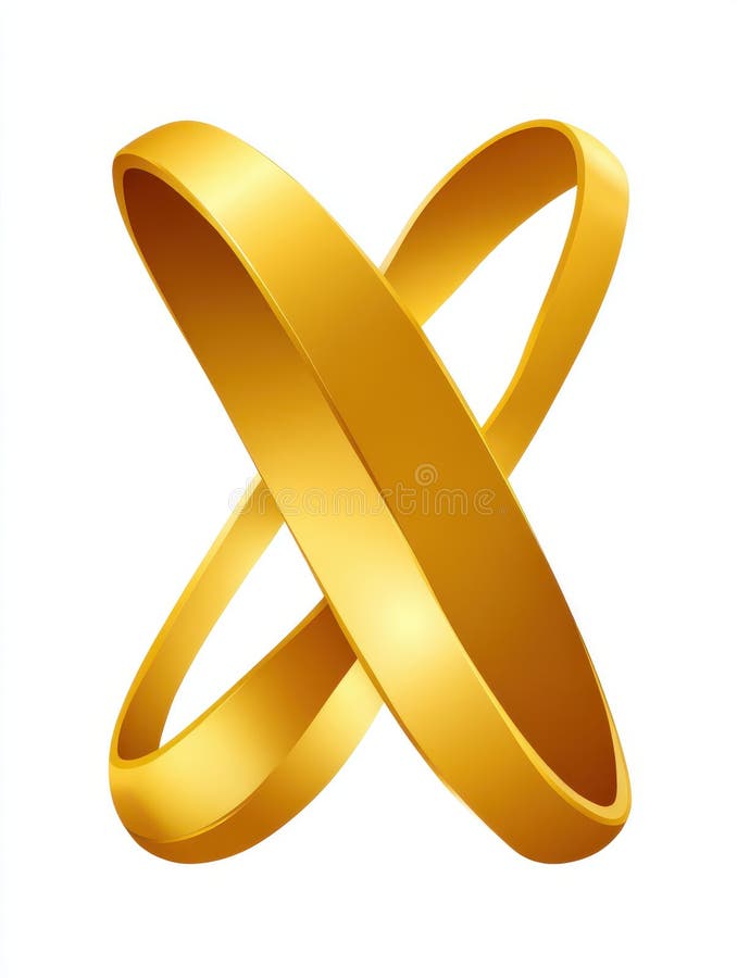 Intertwined Gold Rings on White Background Stock Illustration ...