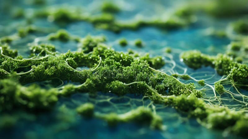 Microphotograph of Intertwined Green Algae Filaments with Cellular ...