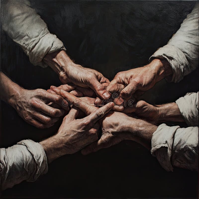Intertwined Hands Painting, Unity, Teamwork, and Collaboration Concept ...