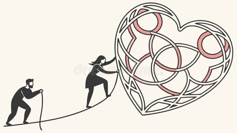 Intertwined Hearts, Symbolizing Complex, Shared Relationships. Vector ...