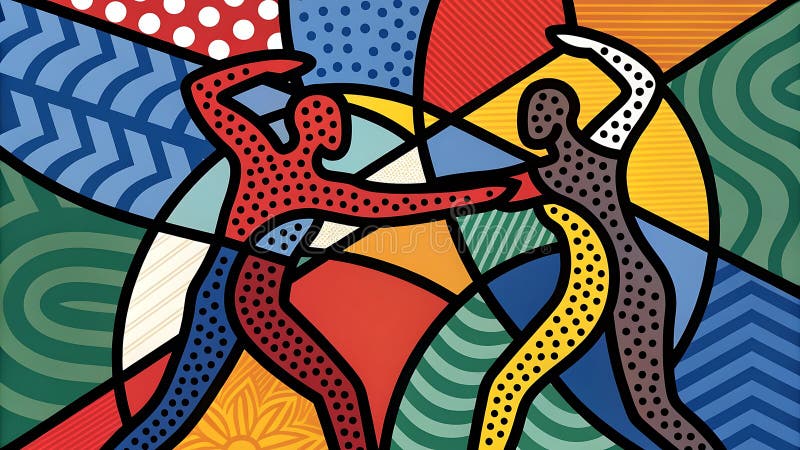 Intertwined Human Forms in Abstract Cubism Style Stock Illustration ...