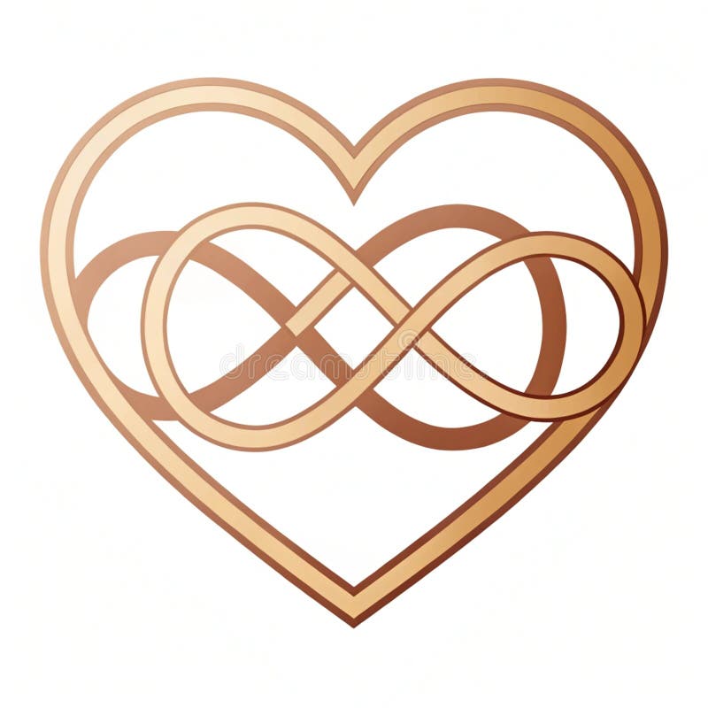 Intertwined Infinity Symbol within a Golden Heart Outline Stock ...