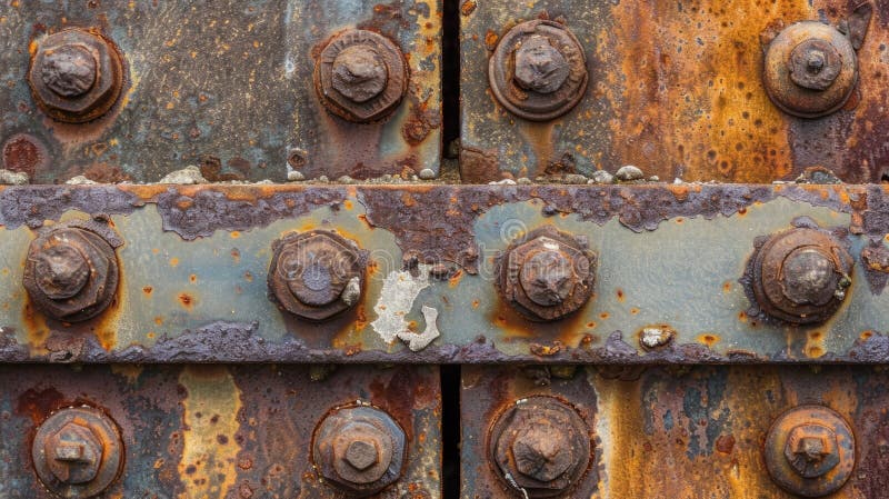 Intertwined Layers of Rust and Metal on Aged Rivet Heads Adding Depth ...
