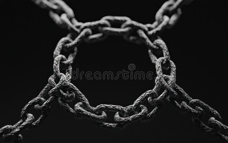 Intertwined Metal Chains Forming a Circle Against a Dark Background ...