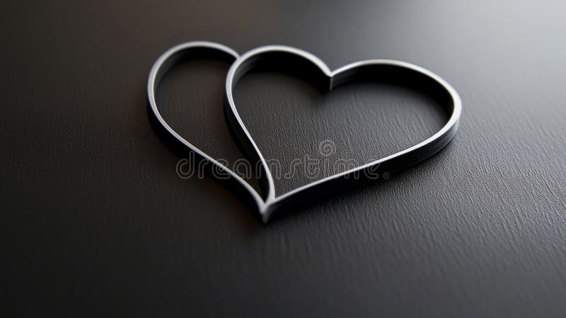 Intertwined Metal Hearts on Dark Background Stock Illustration ...
