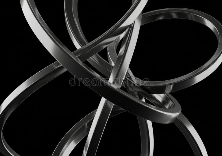 Intertwined Metallic Loops Create a Complex, Abstract Sculpture Against ...