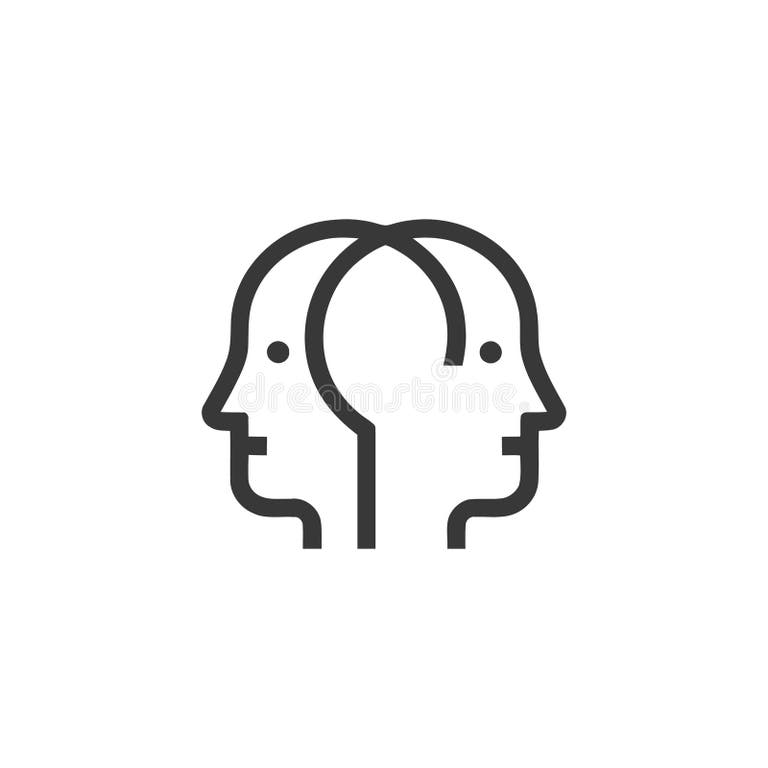 Intertwined Minds: Minimalist Icon of Connection and Shared Thought ...