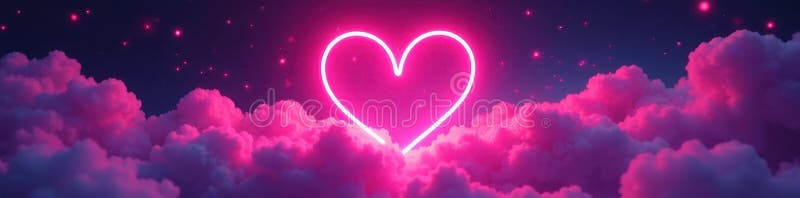 Intertwined Neon Hearts, Radiating Soft Glow, Ethereal Clouds , Texture ...