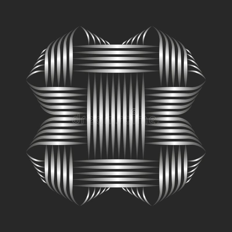 Intertwined Pattern Logo Square Shape 3d Effect, Overlapping Parallel Thin Lines Metallic ...
