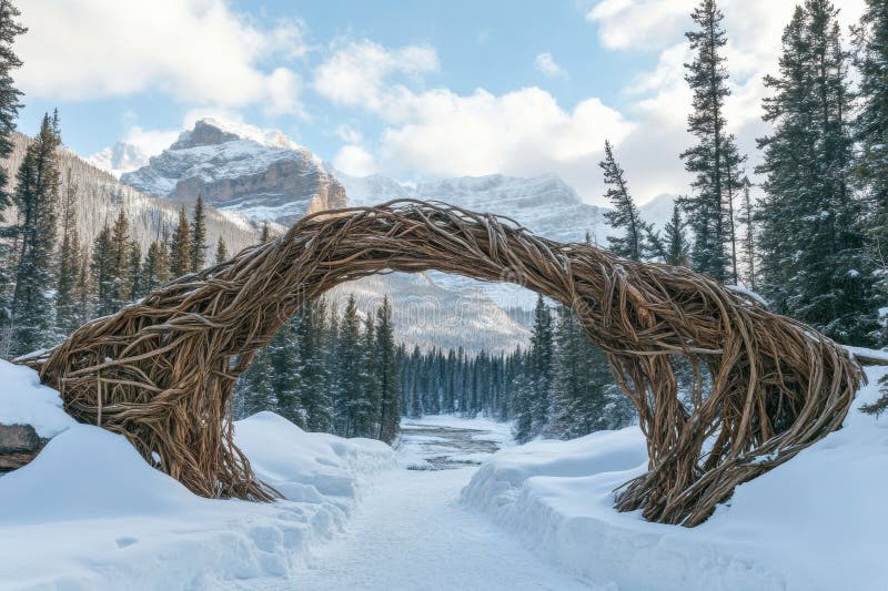 Creative Bridge Made of Intertwined Pine Trees Spans Snowy Peaks ...