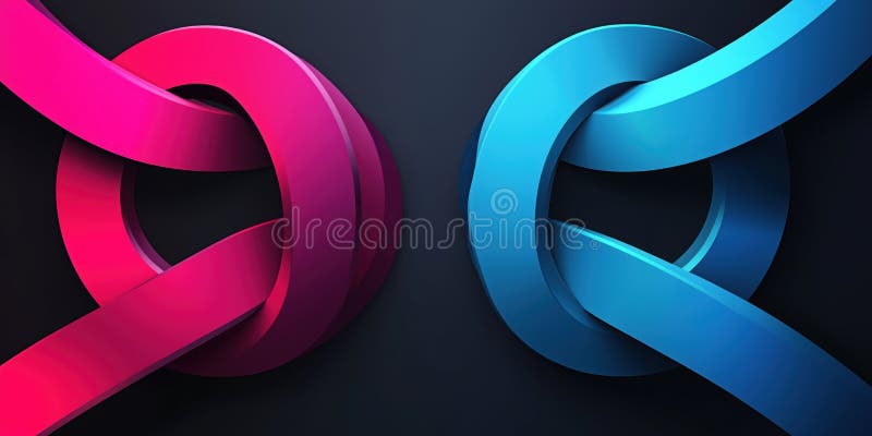 Intertwined Pink and Blue Loops Forming a Knot, Representing Unity and ...