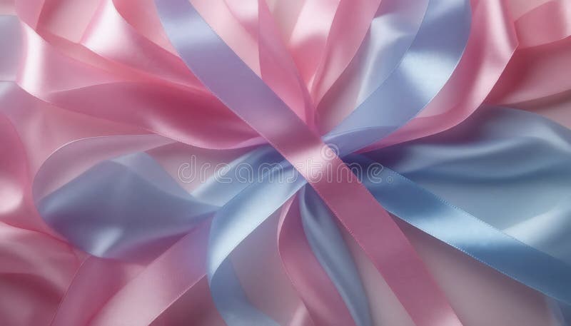 Intertwined Pink and Blue Ribbons with Pastel Gradient Stock ...