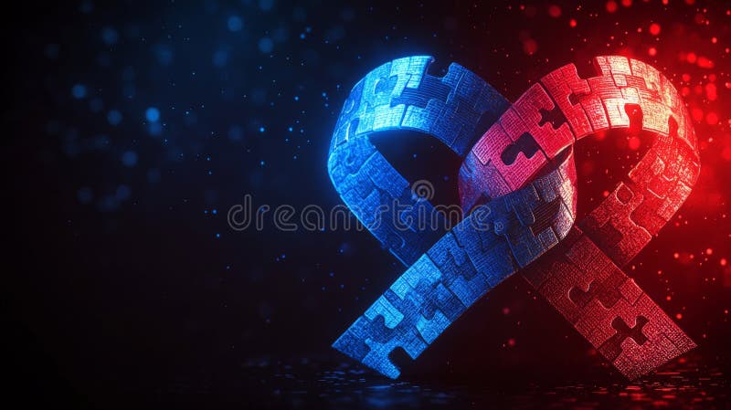 Intertwined Puzzle Pieces Form a Heart Shape Stock Illustration ...