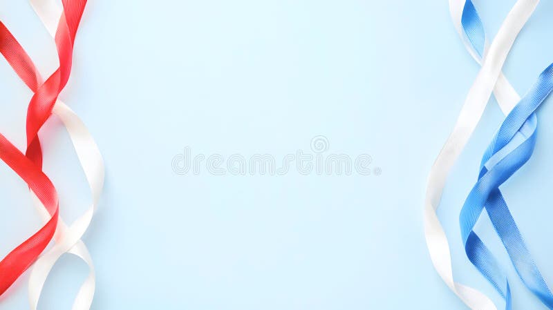 Intertwined Red, White, and Blue Ribbons on a Light Blue Background ...