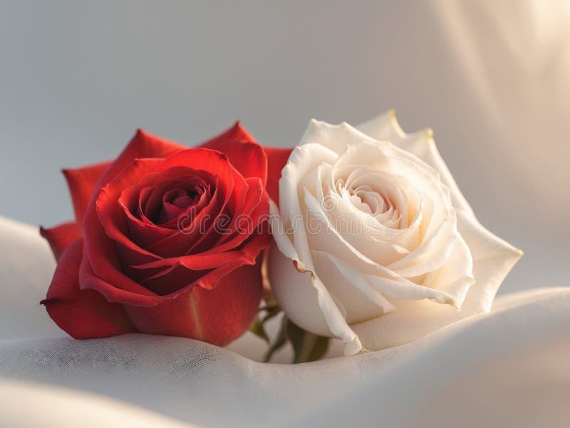 Intertwined Red and White Roses Symbolizing Love and Unity in Nature ...